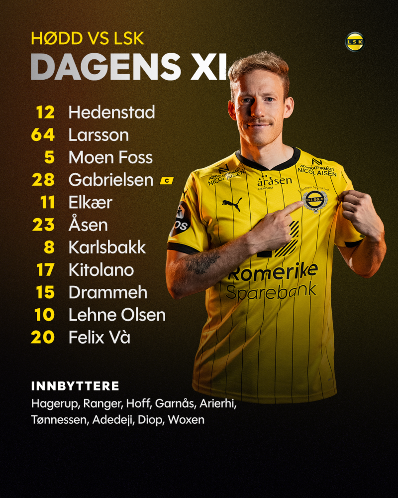 Disse starter mot Hødd / Lillestrøm